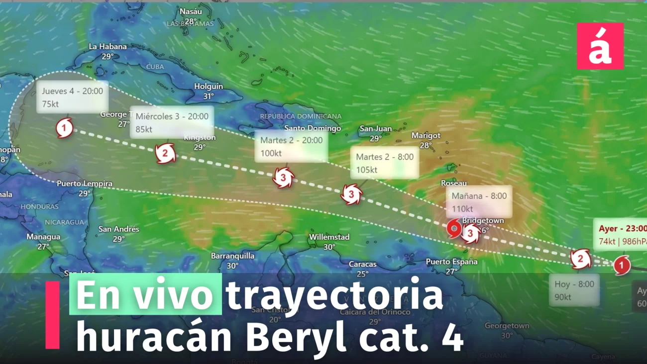 En vivo: Huracán Beryl ya es categoría 4. Onamet emite las alertas además por onda tropical y ...